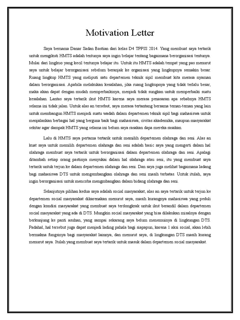 Motivation Letter Pdf