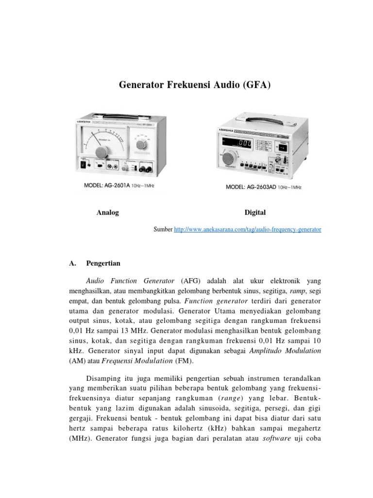 Audio Frekuensi Generator | PDF