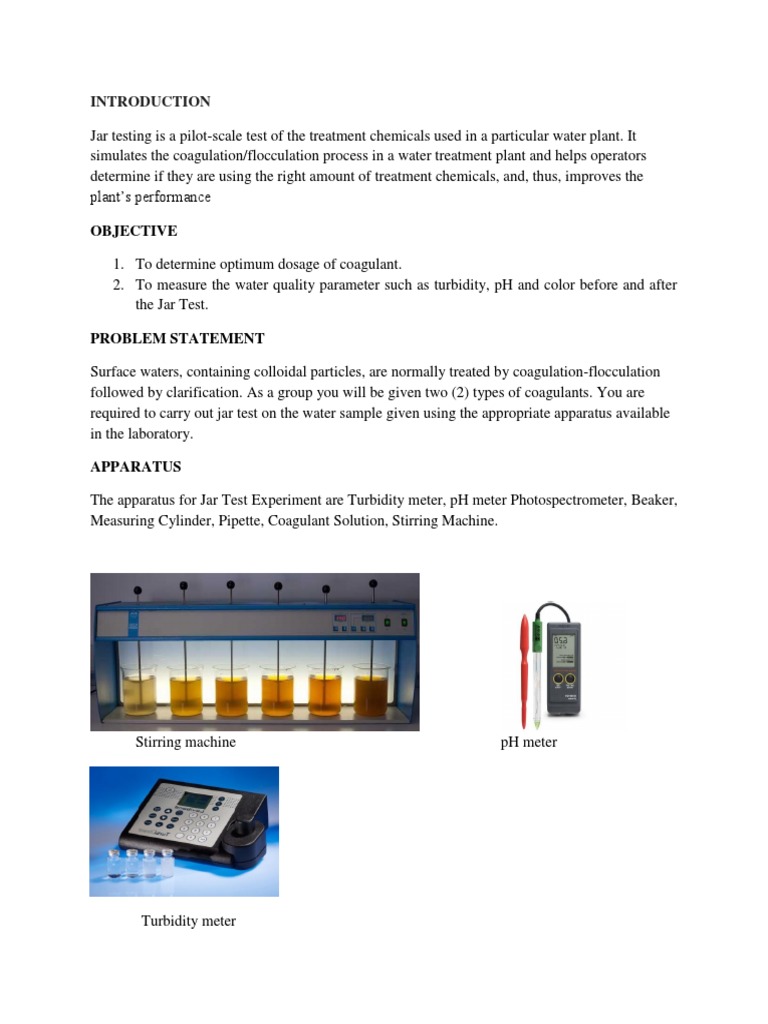 Jar Test | PDF | Environmental Issues With Water | Chemistry