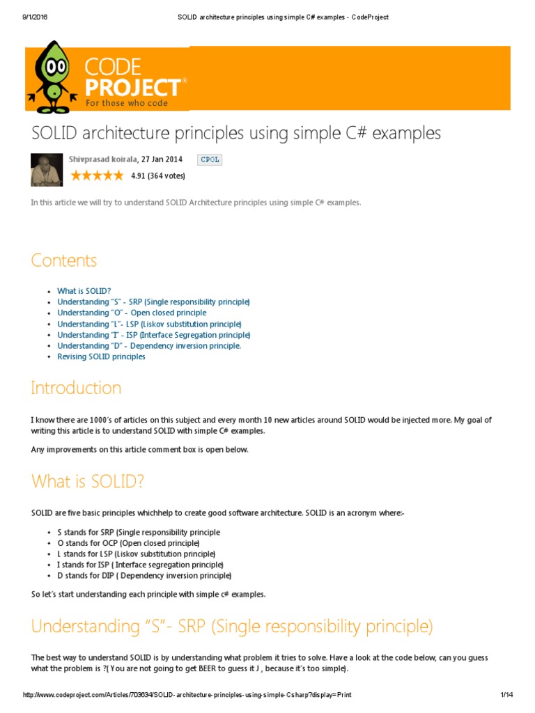 SOLID Architecture Principles Using Simple C# Examples | PDF | Inheritance (Object Oriented ...