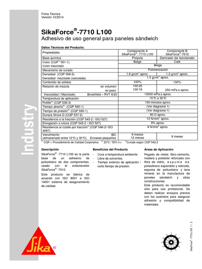 Sika Force 7710 L - 100 | PDF | Poliuretano | Poliestireno