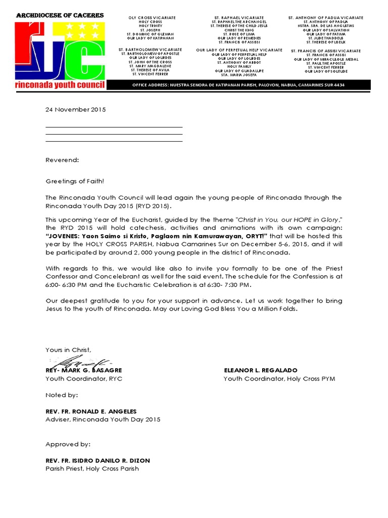 Letter For Priest Confessor and Concelebrants | PDF | Mary, Mother Of ...