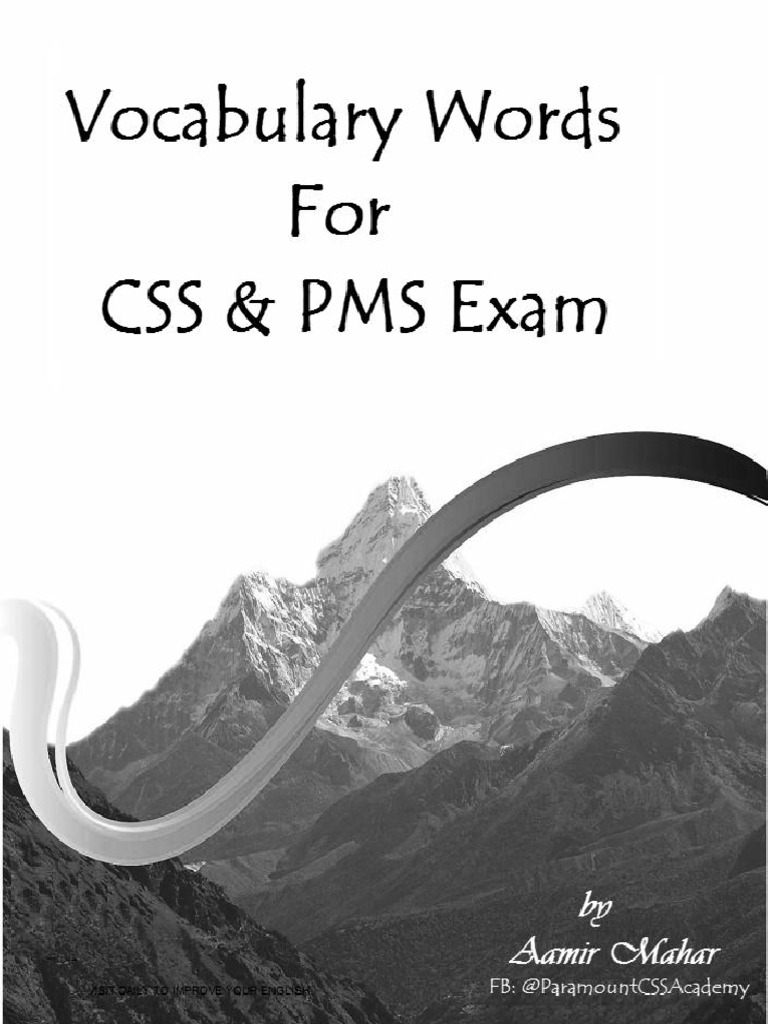Vocabulary Notes For CSS & PMS Exam | PDF | Adjective | Verb