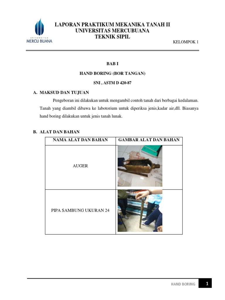 Bab I Hand Boring | PDF