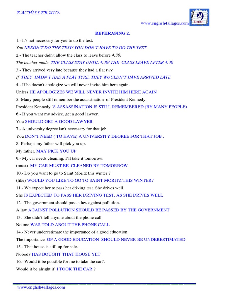 Rephrasing 2. - Respuestas PDF | PDF