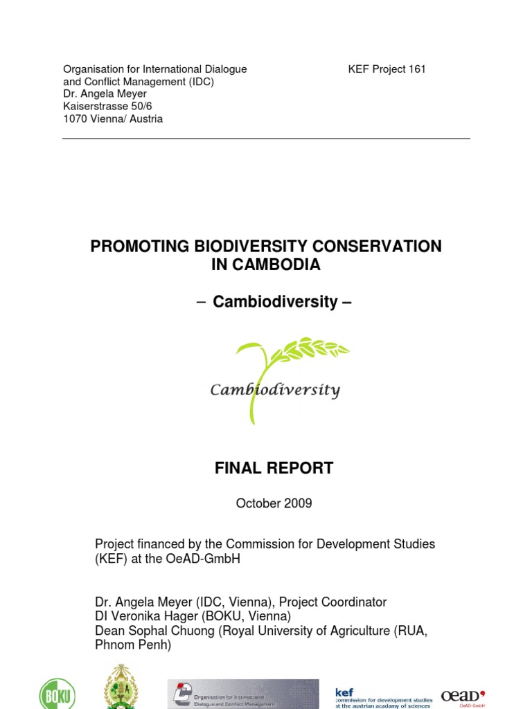 Final Report Activities For Camb | PDF | Biodiversity | Agriculture