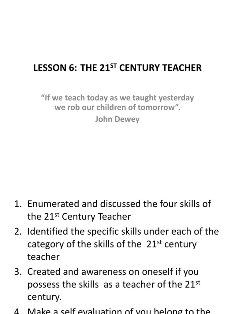 21st Century Teacher Skills Overview | PDF | Information Literacy ...
