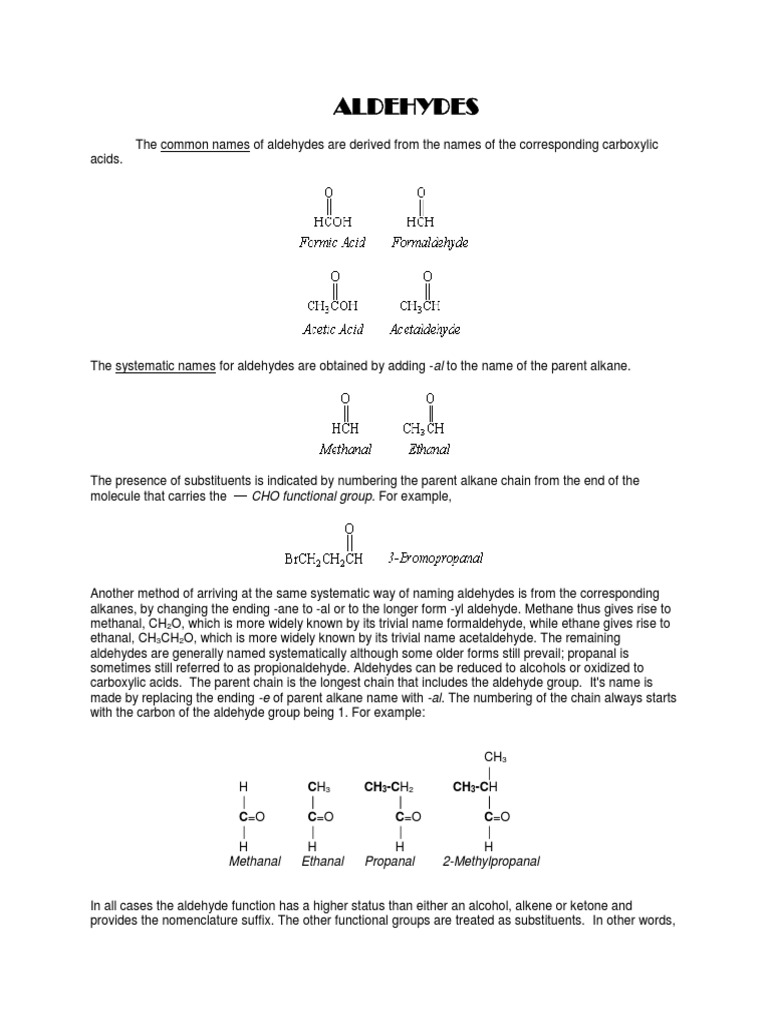 Aldehydes: CHO Functional Group. For Example | PDF | Aldehyde | Redox
