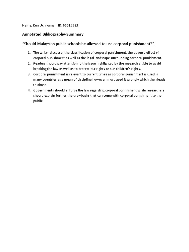 Annotated Bibliography Summary | PDF