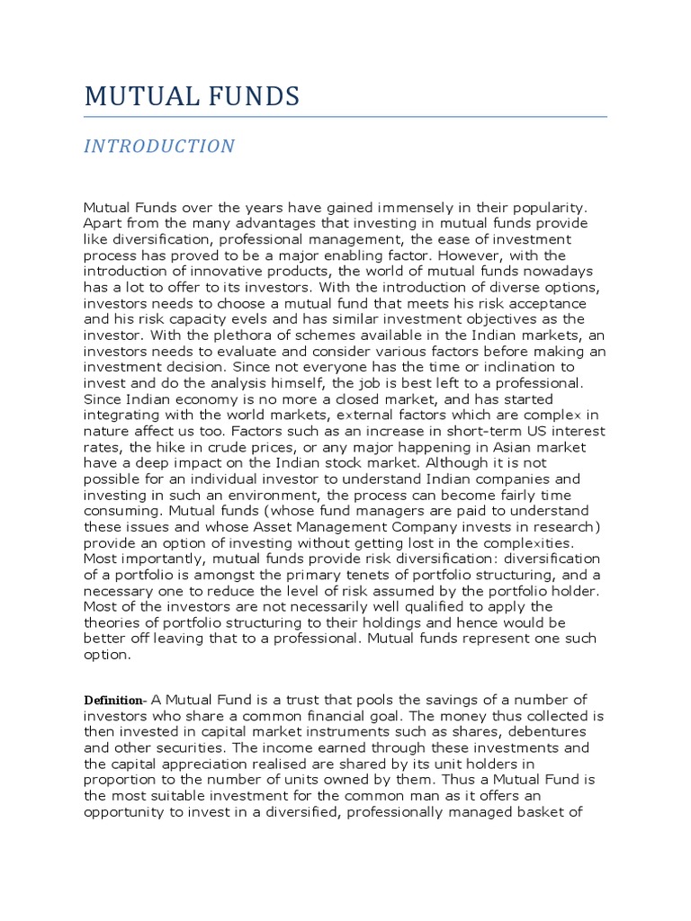 Mutual Funds Final | PDF | Investing | Mutual Funds
