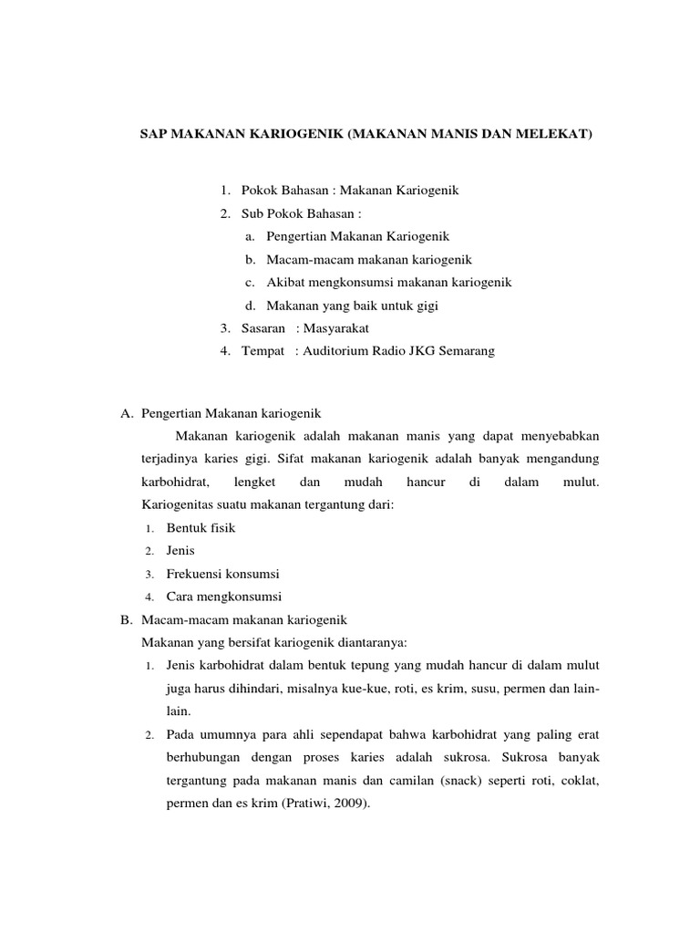 Sap Makanan Kariogenik | PDF