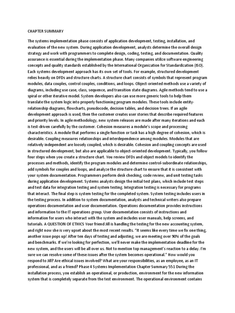 Systems Analysis and Design Chapter 10 Summary | PDF | Agile Software Development | Software ...