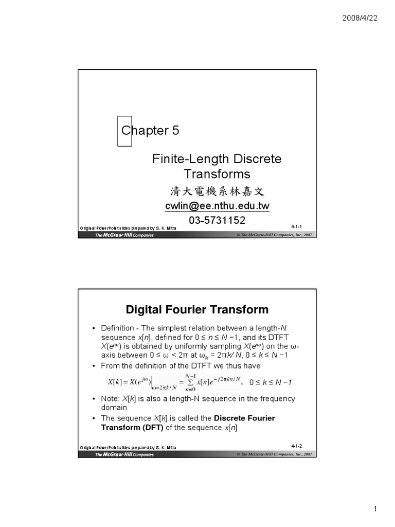 Ch5 Mitra DSP 2p | PDF | Discrete Fourier Transform | Fast Fourier Transform
