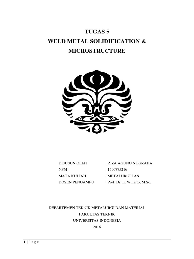 Tugas Metalurgi Las | PDF | Freezing | Welding