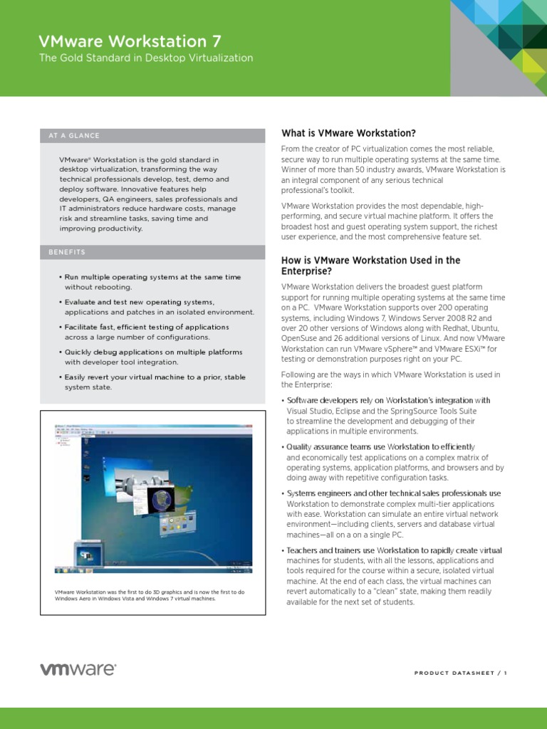 VMware Workstation 7 DS en | PDF | Computers