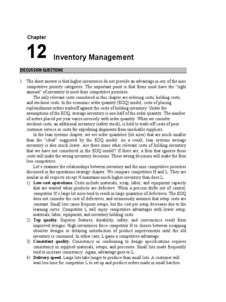 Inventory Management Solution | PDF | Inventory | Trade Off