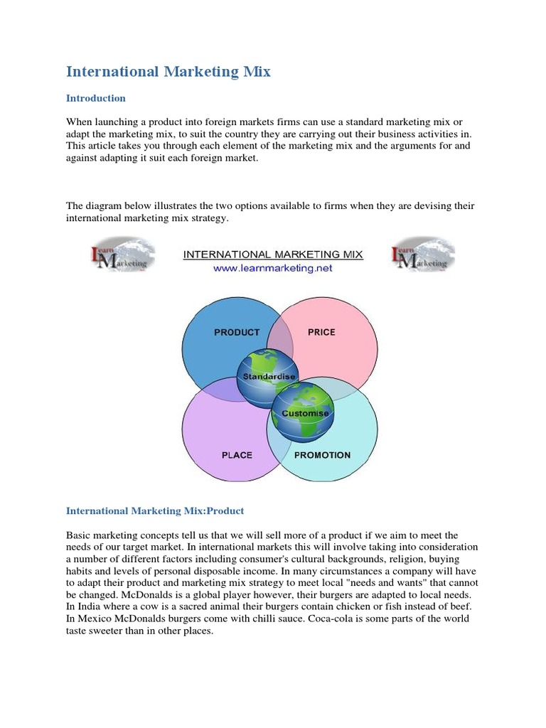 International Marketing Mix | PDF | Letter Of Credit | Dumping (Pricing ...