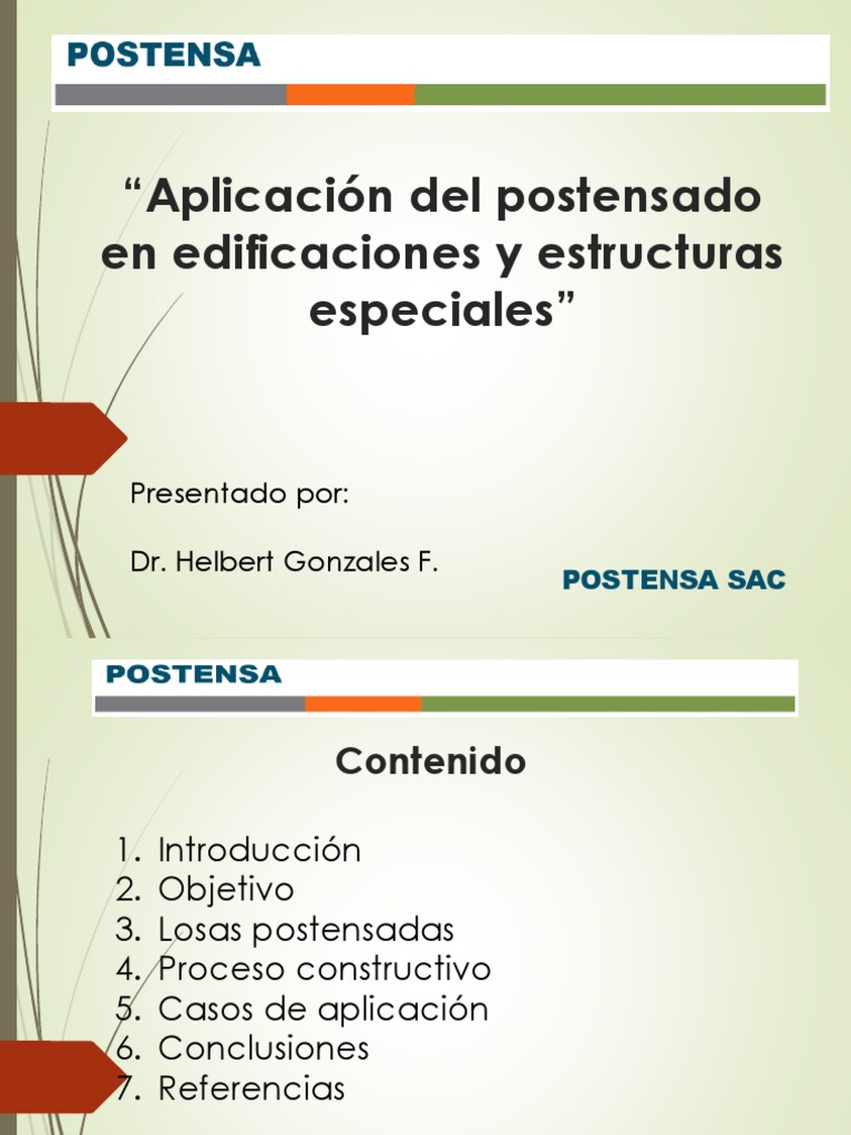 Aplicacion Del Postensado En Edificaciones Y Estructuras Especiales