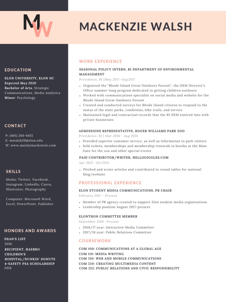 Mackenzie Walsh: Work Experience | PDF | Public Relations | Communication