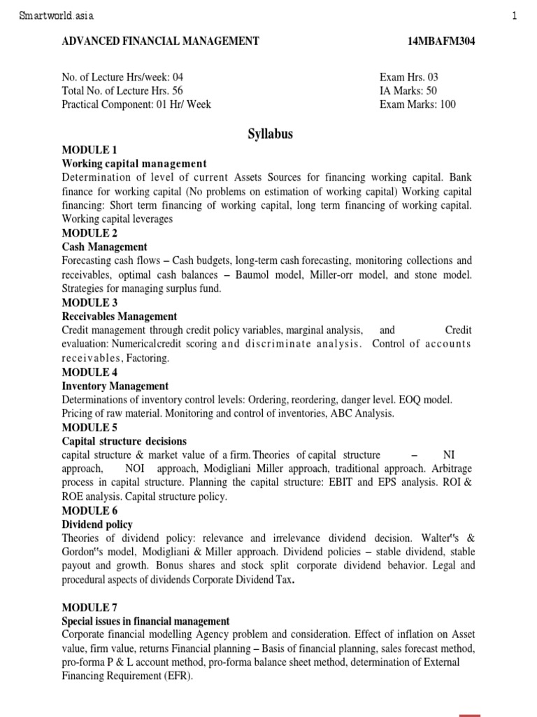 Mba III Advanced Financial Management Notes | Download Free PDF ...