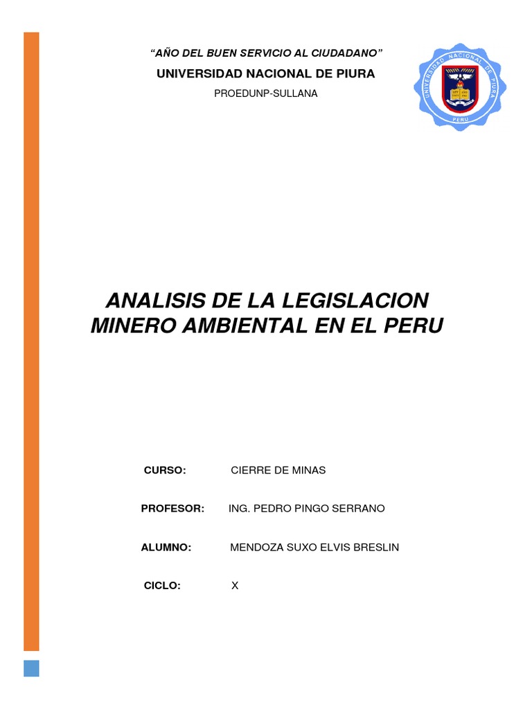 Analisis de La Legislación Minera y Ambiental en El Peru | PDF | Minería | Evaluación de impacto ...