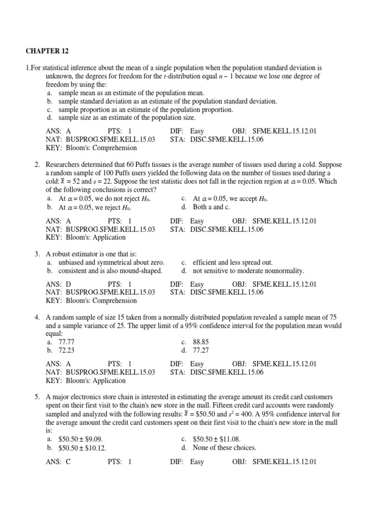 Questions | PDF | Errors And Residuals | Analysis Of Variance