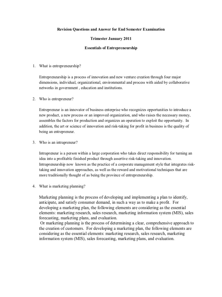 Revision Questions and Answer For End Semester Examination PDF | PDF