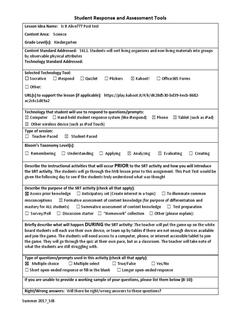 SRT Lesson | PDF | Multiple Choice | Educational Assessment