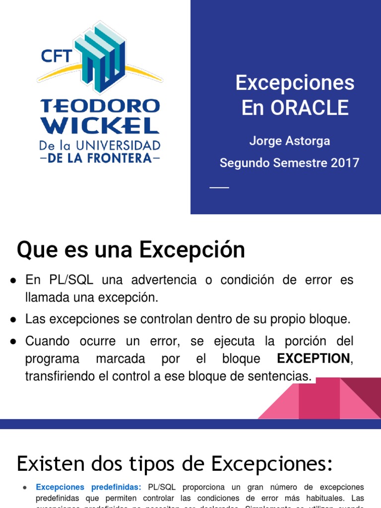 Excepciones en ORACLE | PDF | Pl / Sql | SQL