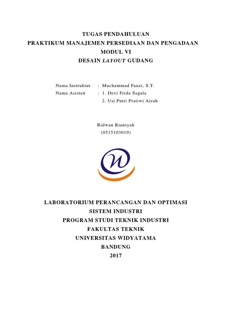 Modul 6 - Tugas Pendahuluan Desain Layout Gudang | PDF