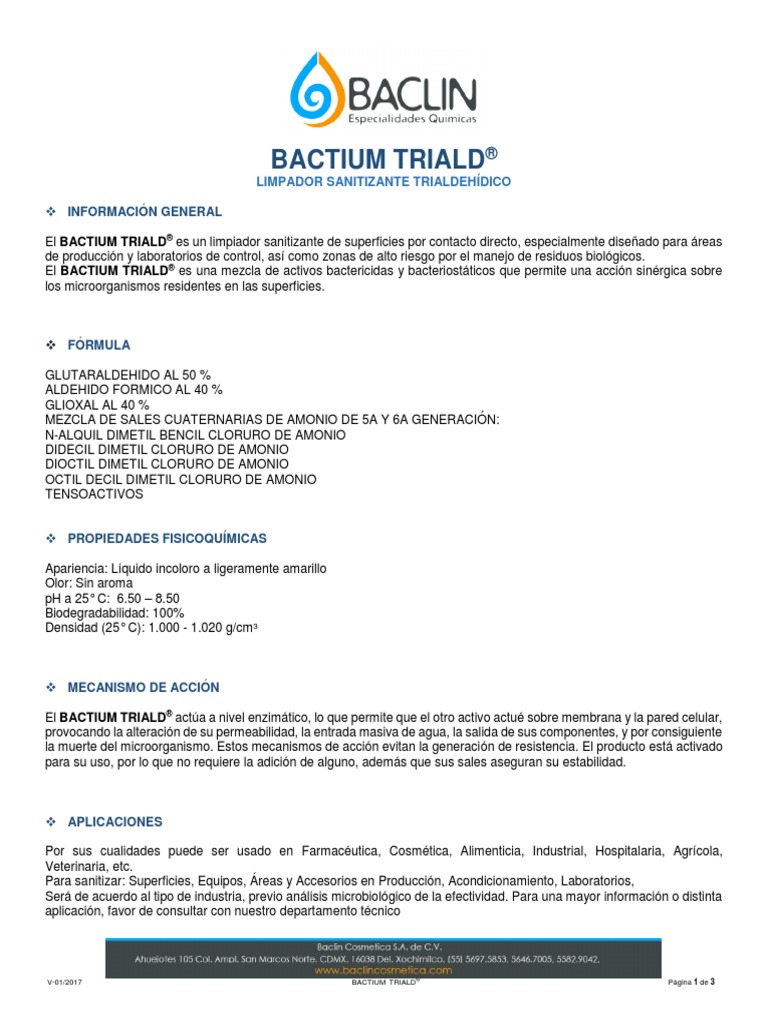 Bactium Triald | PDF | Desinfectante | Las bacterias