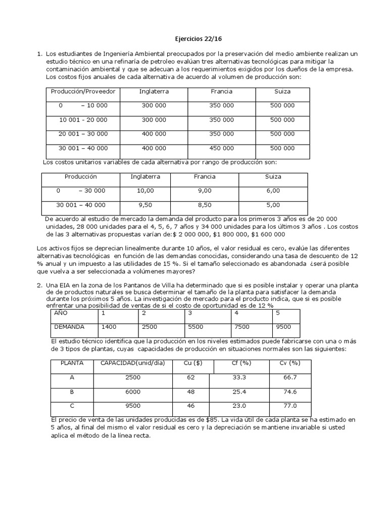 Ejercicios | PDF | Business | Negocios económicos