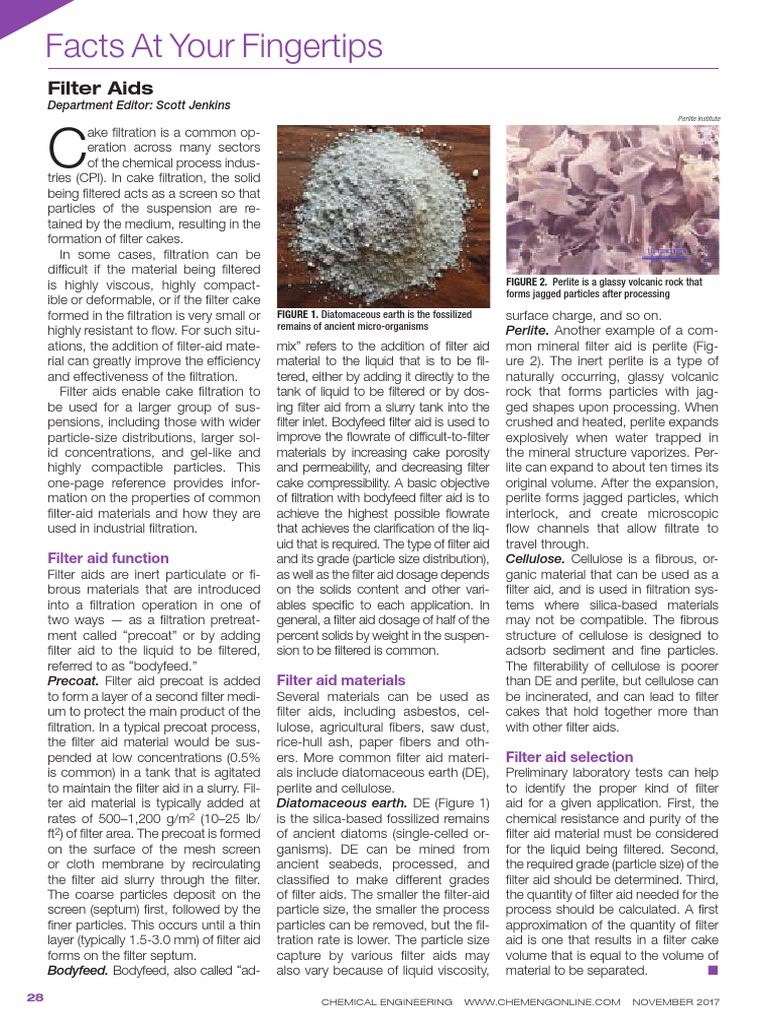 Filter Aids | PDF | Filtration | Chemical Engineering