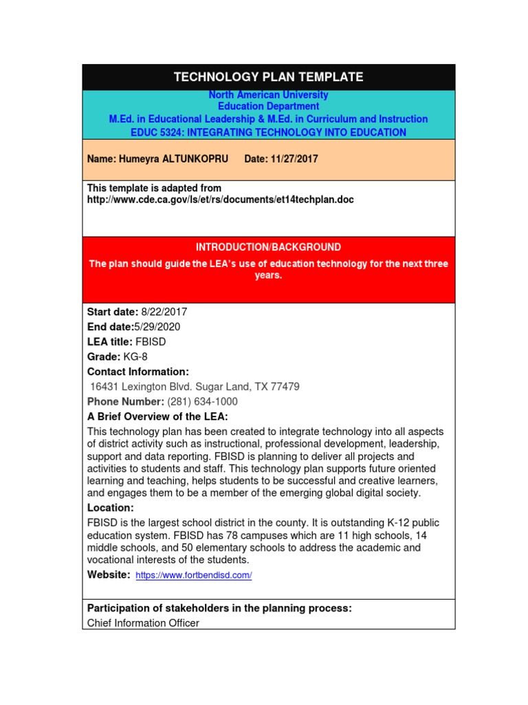 FBISD Technology Integration Plan | PDF | Educational Technology | Teachers
