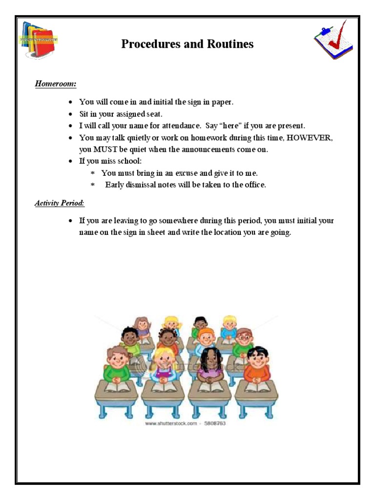 Procedures and Routines | PDF | Homework | Schools