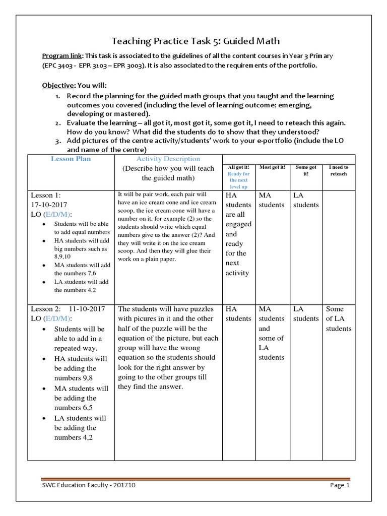 Task 5 | PDF | Lesson Plan | Cognition