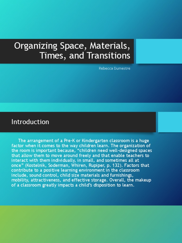 Organizing Space Time and Materials | PDF | Classroom | Cognition
