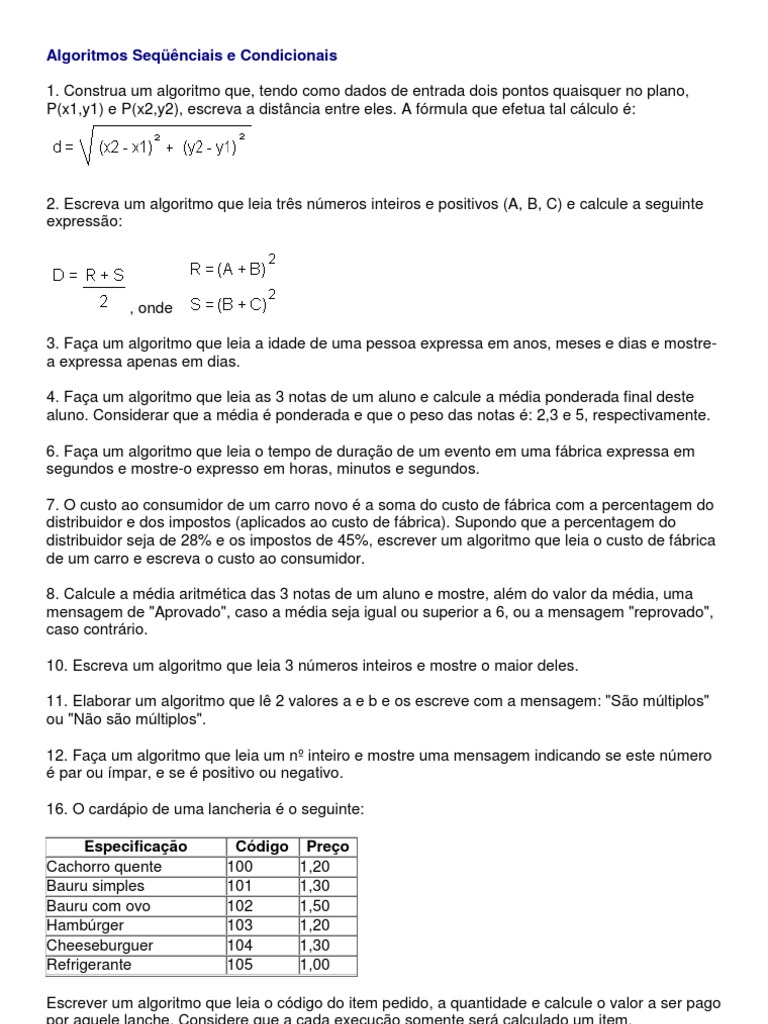 Exercicios Algoritmo