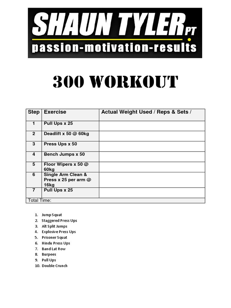 300 Workout Routine Overview | PDF | Self-Improvement | Lifestyle