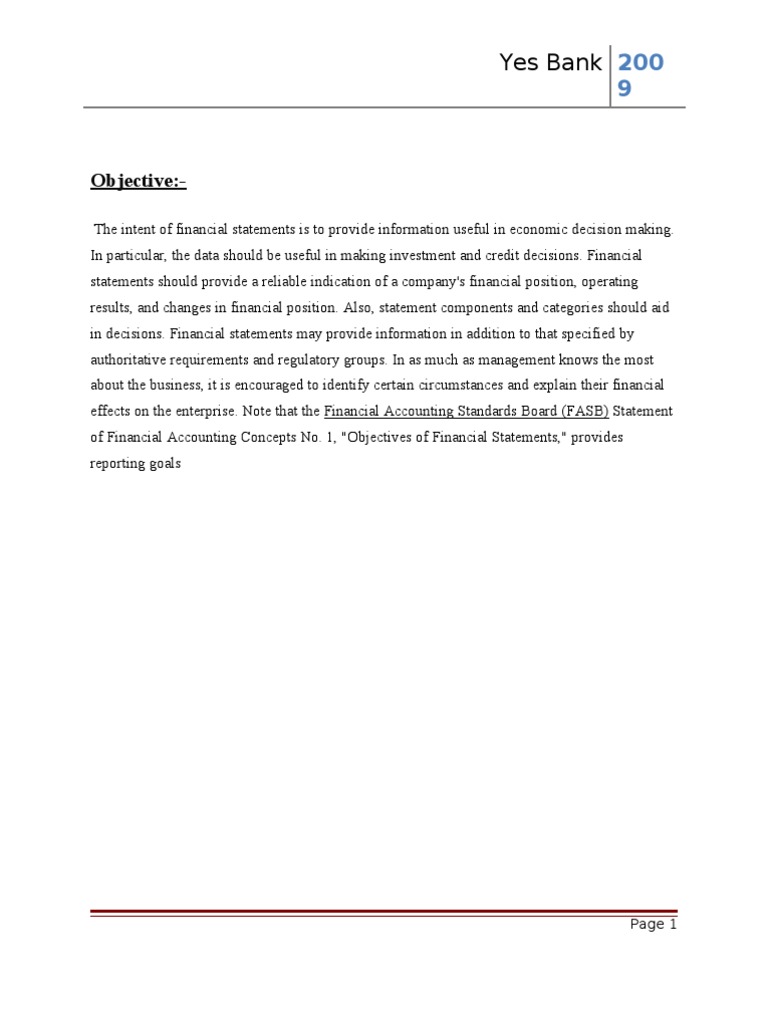 Yes Bank Financial Overview 2009 | PDF | Return On Equity | Expense