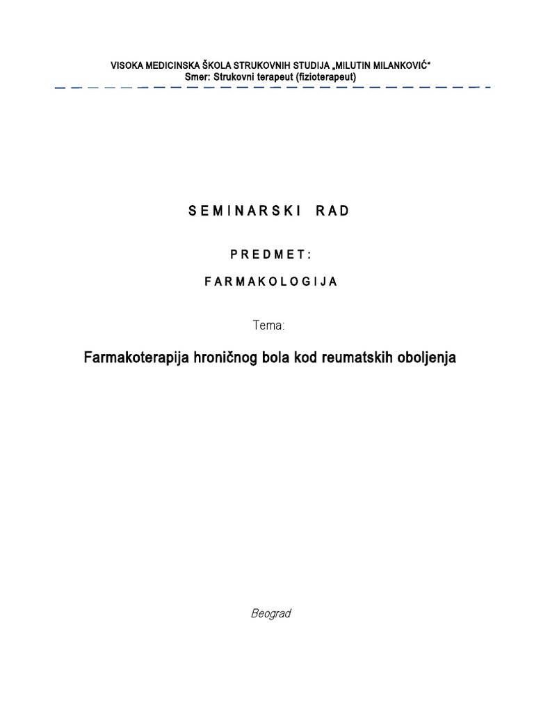 Farmakoterapija Hroničnog Bola Kod Reumatskih Oboljenja | PDF