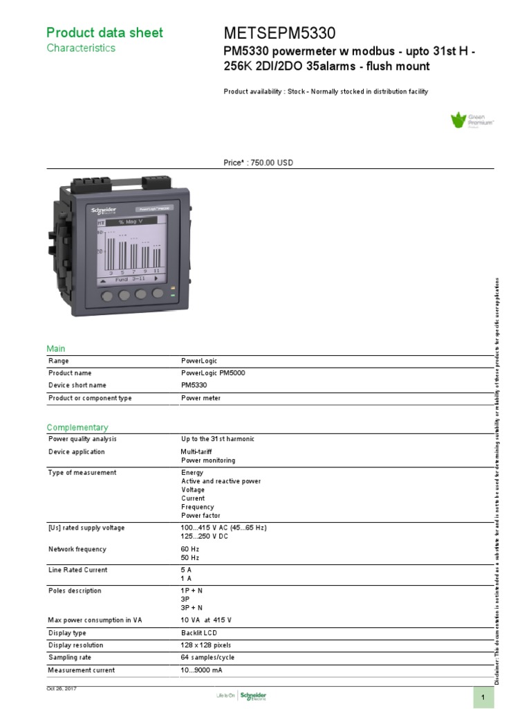 PowerLogic PM5000 Series - METSEPM5330 | PDF | Ac Power | Electrical ...