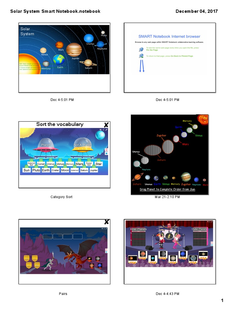 Solar System Smart Notebook | PDF | Planets | Solar System