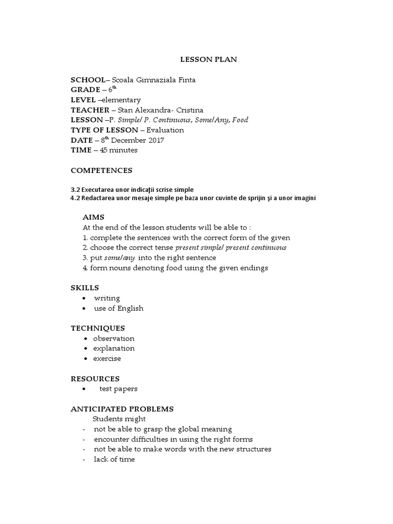 6 Test Lesson | PDF | Lesson Plan | Cognition