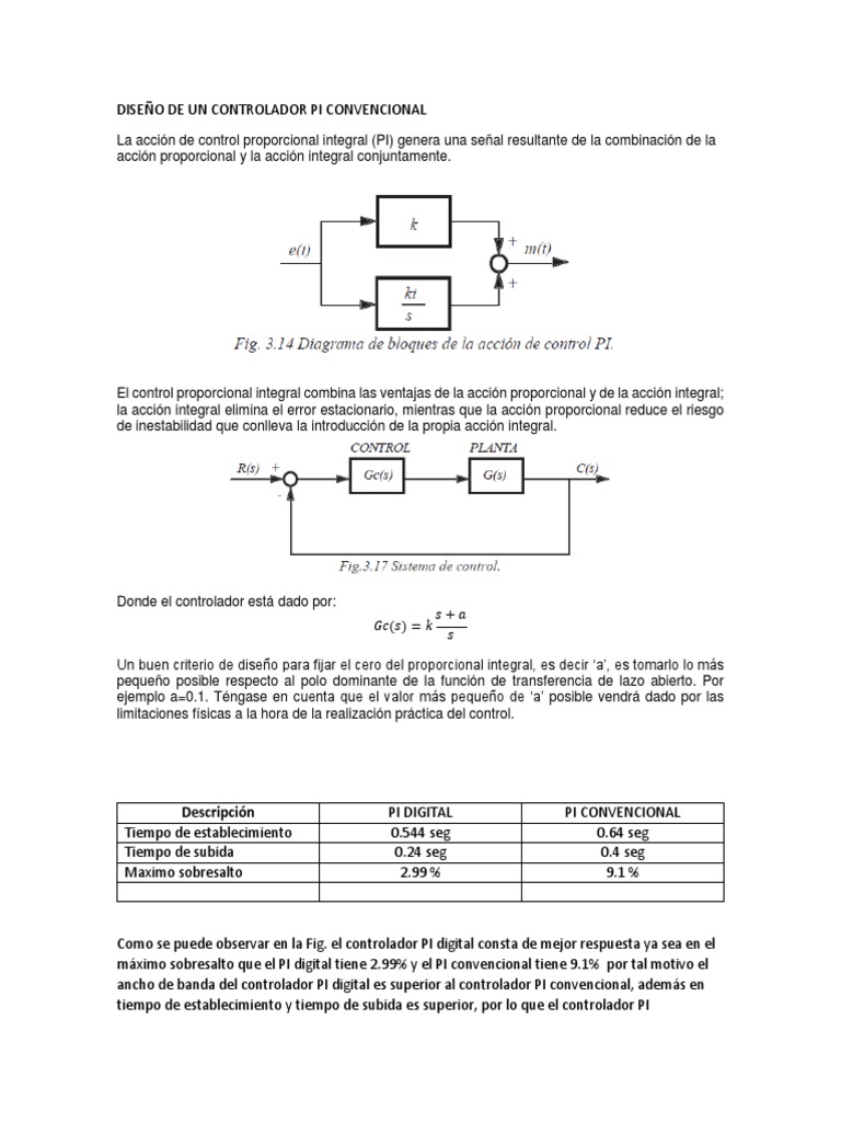 Diseño de Un Controlador Pi Convencional | PDF | Ingenieria Eléctrica ...