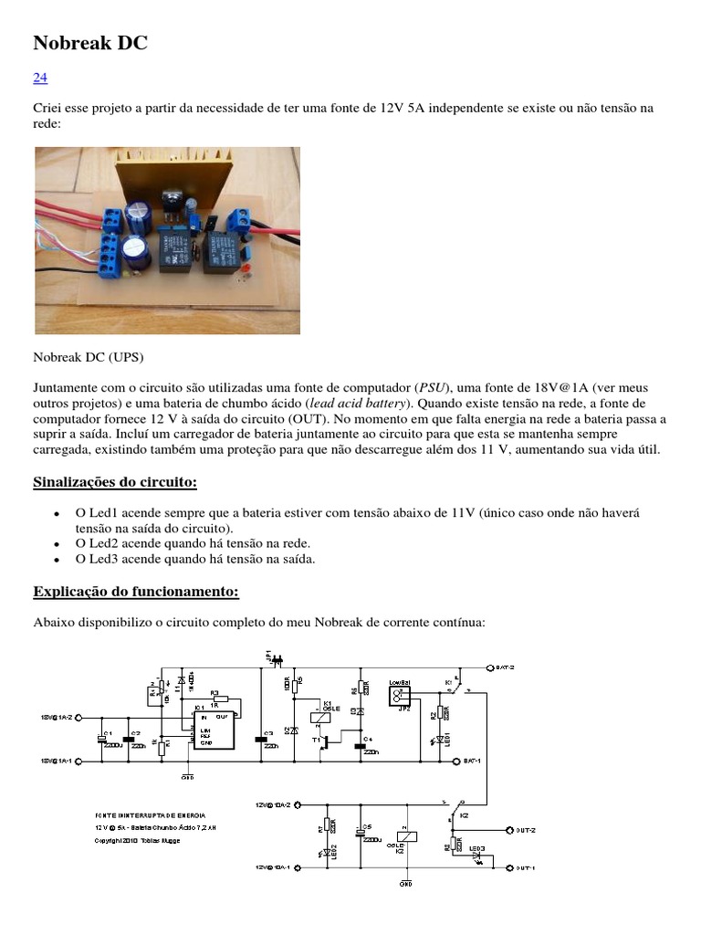 No Break | PDF | Relé | Rede elétrica