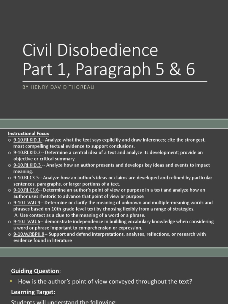 Civil Disobedience Part 1 Paragraph 5 and 6 Weebly File 11 27 Honors ...