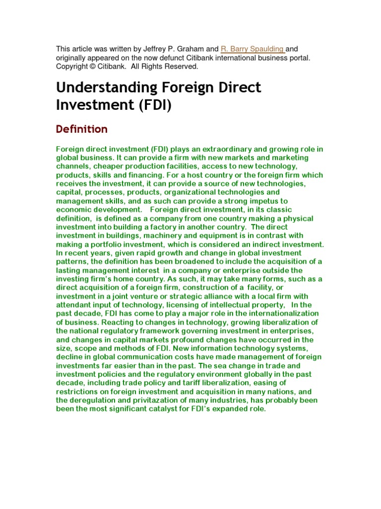 Understanding FDI | PDF