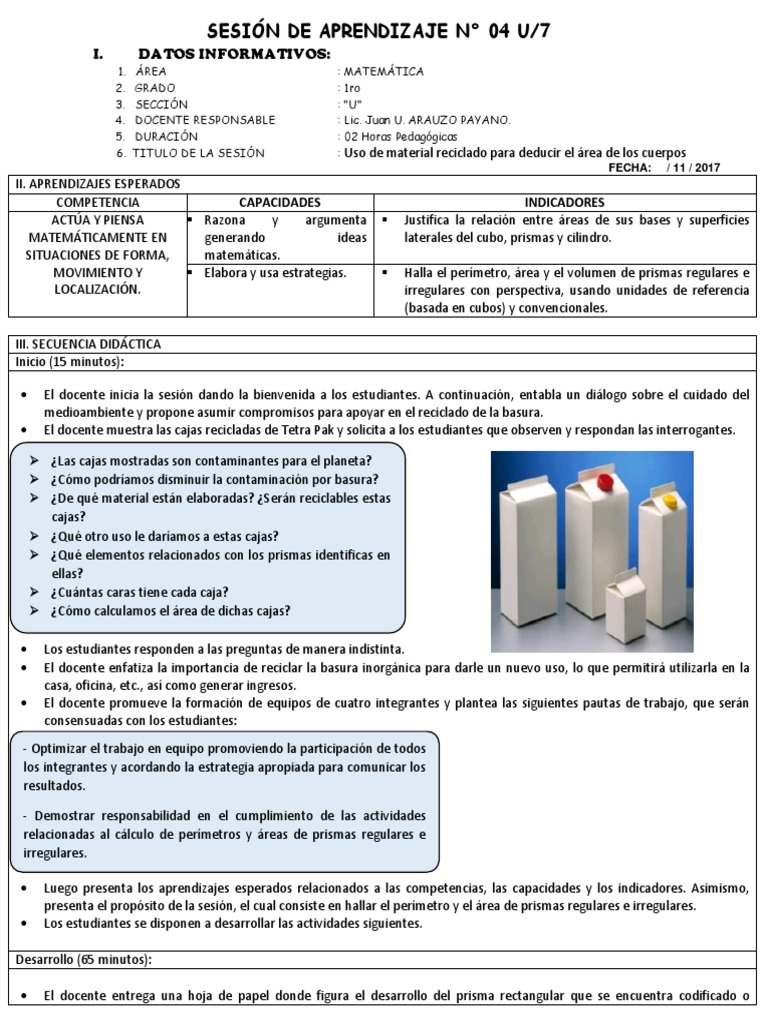 Mat1 U7 Sesion 04 | PDF | Volumen | Maestros