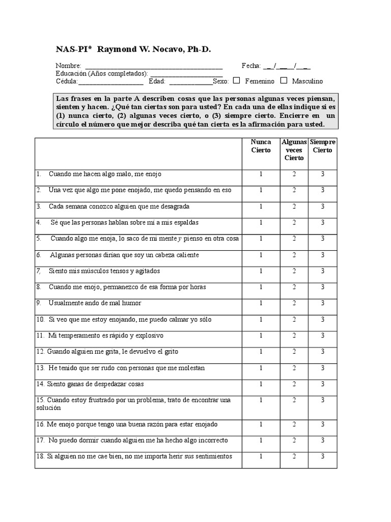 NAS PI Test | PDF | Ocio
